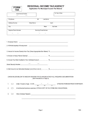 Fillable Online 2006 Application For Municipal Income Tax Refund Form ...