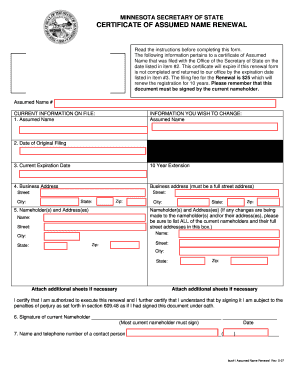 Certificate Of Assumed Name Mn Example - Fill Online, Printable ...