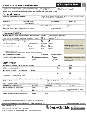 Fillable Online Homeowner Participation Form - goingductless.com Fax ...