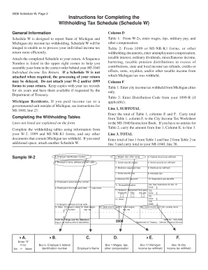 Fillable Online Withholding Tax Schedule (Schedule W) Fax Email Print ...