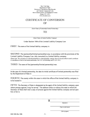 Fillable Online CERTIFICATE OF CONVERSION Fax Email Print - pdfFiller