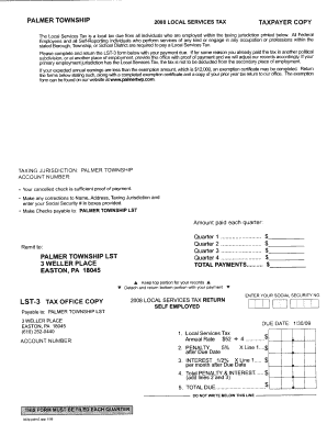 Fillable Online 2008 Self Employed LST Tax Form Fax Email Print - pdfFiller