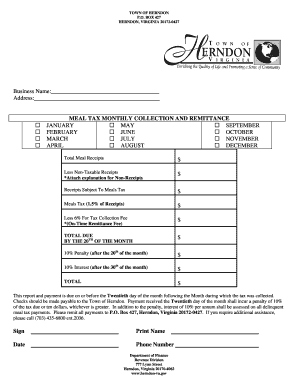 Fillable Online Meal Tax Form.doc Fax Email Print - pdfFiller