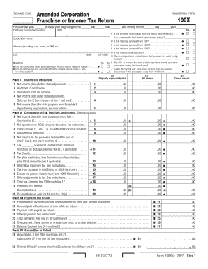 Fillable Online 2007 Amended Corporation Franchise or Income Tax Return ...