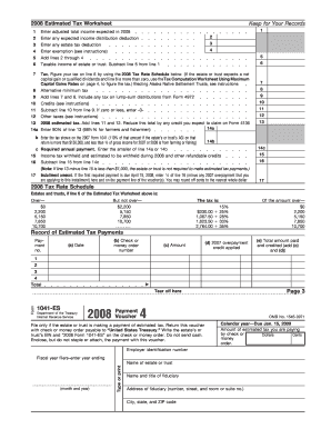 Fillable Online 2008 Estimated Tax Worksheet Fax Email Print - pdfFiller