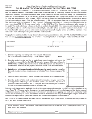 Fillable Online SOLAR MARKET DEVELOPMENT INCOME TAX CREDIT CLAIM FORM ...