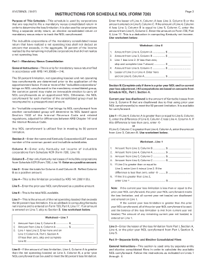 Fillable Online INSTRUCTIONS FOR SCHEDULE NOL (FORM 720) Fax Email ...