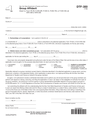 Fillable Online Form DTF-350:7/09:Group Affidavit: DTF350 Fax Email ...