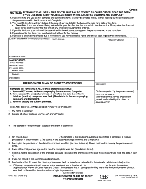 Fillable Online CP10.5 Prejudgment Claim of Right to Possession ...