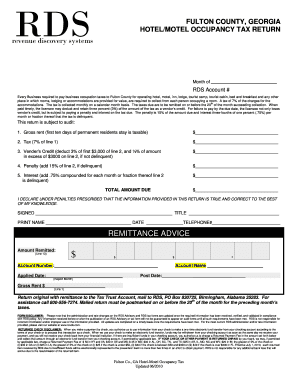 Fillable Online HOTEL/MOTEL OCCUPANCY TAX RETURN Fax Email Print ...