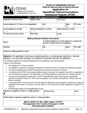 Fillable Online DARS3906, Application for Specialized ...