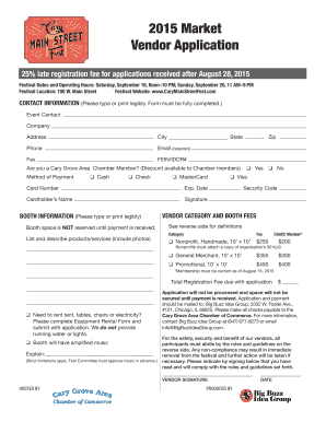 Fillable Online 2015 Market Vendor Application - ChamberMaster Fax ...