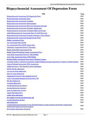 Fillable Online aaoyi Biopsychosocial Assessment Of Depression Form ...