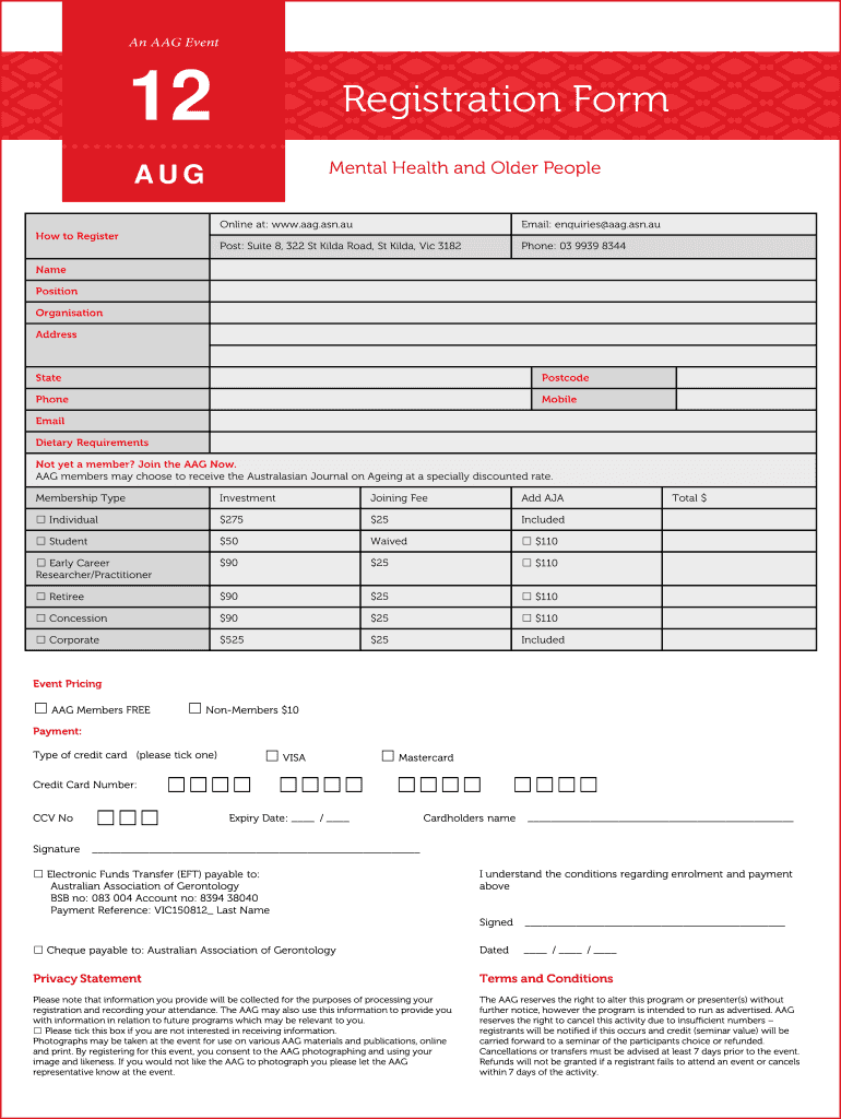 Fillable Online aag asn AAG Event Template Registration Page Option 2 ...