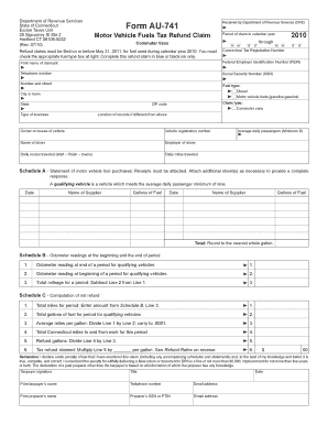 Fillable Online AU-741, Motor Vehicle Fuels Tax Refund Claim Commuter ...