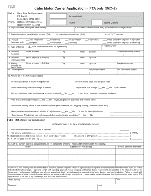 Fillable Online Idaho Motor Carrier Application - IFTA only (IMC-2) Fax ...