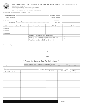 Fillable Online EMPLOYER'S CONTRIBUTION QUARTERLY ADJUSTMENT REPORT Fax ...