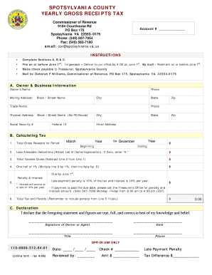 Fillable Online YEARLY GROSS RECEIPTS TAX Fax Email Print - pdfFiller