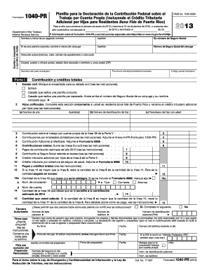 Fillable Online 2013 Form 1040-PR. Self-Employment Tax Form -- Puerto ...