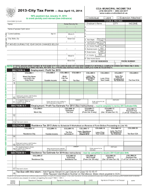 Fillable Online 2013 City Tax Form Fax Email Print - pdfFiller