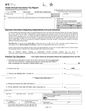 Fillable Online Texas Annual Insurance Tax Report Fax Email Print ...