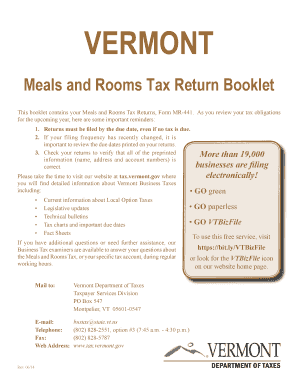 Fillable Online Meals and Rooms Tax Return Booklet Fax Email Print ...