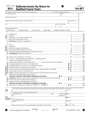 Fillable Online 2013 Form 541-QFT -- California Income Tax Return for ...