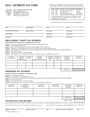Fillable Online 2015 ESTIMATE TAX FORM Fax Email Print - pdfFiller