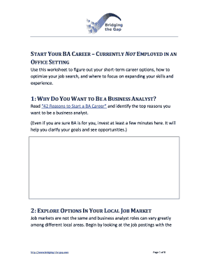 Fillable Online START YOUR BA CAREER CURRENTLY NOT EMPLOYED IN AN FFICE ...