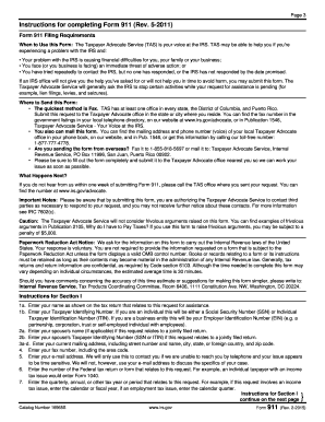 Fillable Online Form 911 (Rev. 2-2015). Request for Taxpayer Advocate ...