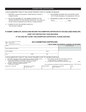 Fillable Online 2015 City Tax Form Fax Email Print - pdfFiller