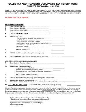 Fillable Online SALES TAX AND TRANSIENT OCCUPANCY TAX RETURN FORM Fax ...