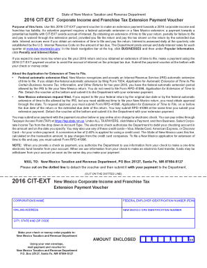 2016 CIT-EXT Corporate Income And Franchise Tax Extension Payment ...