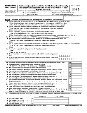 Fillable Online 2016 Form 1120-PC (Schedule M-3). Net Income (Loss ...