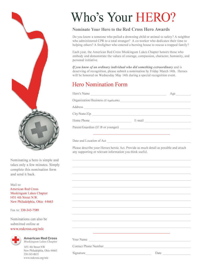Fillable Online redcross Who s Your HERO? - American Red Cross Fax ...
