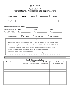 Fillable Online Recital Hearing Application and Approval Form Fax Email ...
