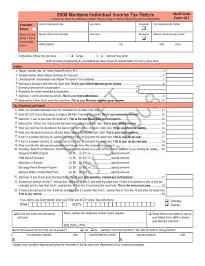 Fillable Online 2008 Montana Individual Income Tax Return Fax Email ...