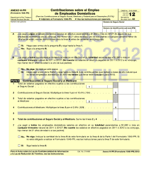 Fillable Online 2012 Schedule H-PR (Form 1040-PR). Household Employment ...