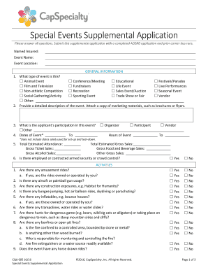 Fillable Online Special Events Supplemental Application - Your One ...