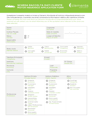Fillable Online SCHEDA RACCOLTA DATI CLIENTE MOTOR INSURANCE ...