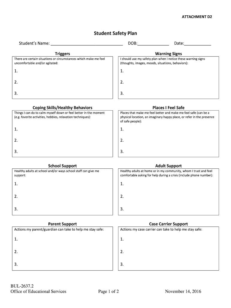 Student Safety Plan Template Fill Online Printable Fillable Blank 