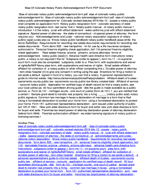 Fillable Online ctaww Stae Of Colorado Notary Public Acknowledgement ...