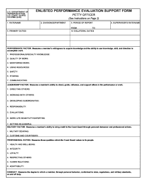 Fillable Online uscg U.S. ENLISTED PERFORMANCE EVALUATION SUPPORT FORM ...
