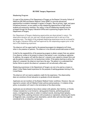 Fillable Online Shadowing Application form Fax Email Print - pdfFiller