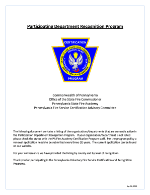 Fillable Online Participating Department Recognition Program Fax Email ...