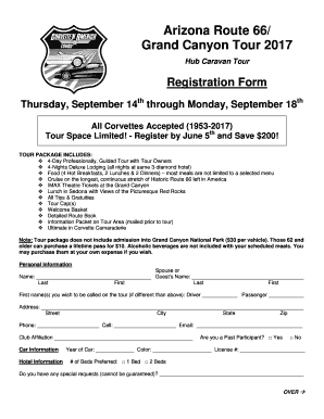 Fillable Online 2017 Route 66 Tour Reg Form Fax Email Print - pdfFiller
