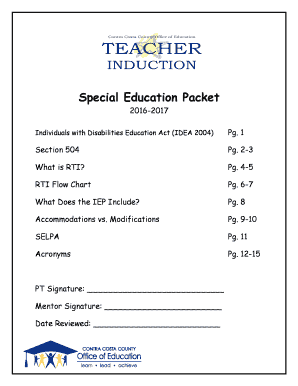 Fillable Online cccoeteacherinduction Special Education Packet ...
