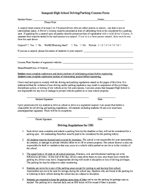 Fillable Online Issaquah High School Driving/Parking Consent Form Fax ...