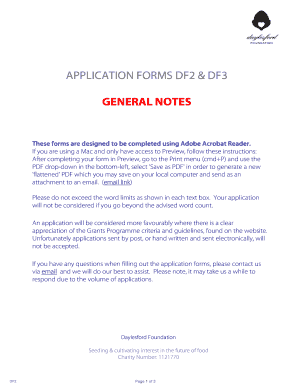 Fillable Online daylesfordfoundation co APPLICATION FORMS DF2 & DF3 - Daylesford Foundation Fax ...
