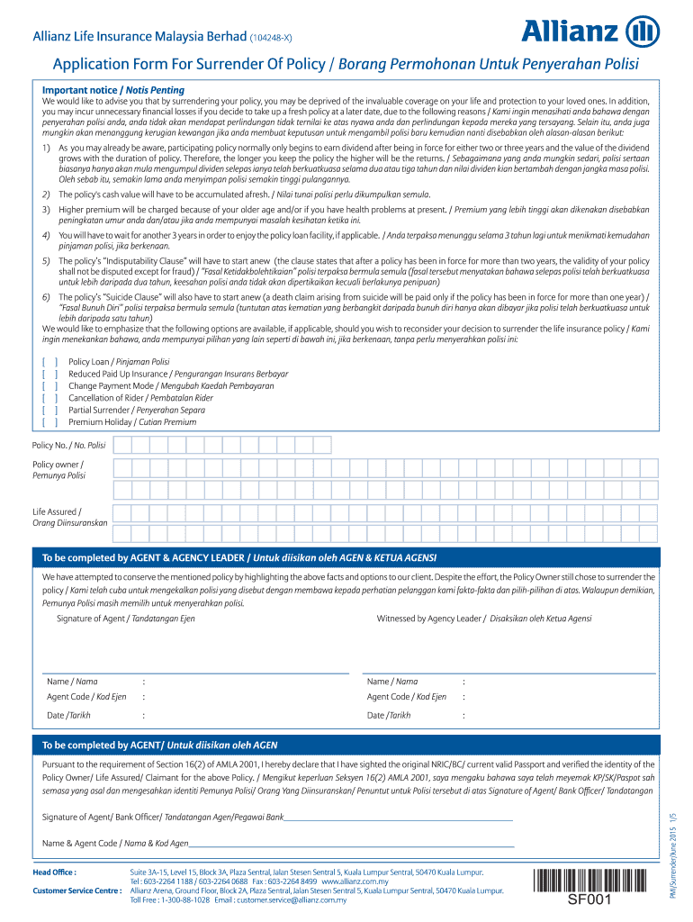 Allianz Surrender Form 2020 2021 Fill And Sign Printable Template Allianz Surrender Form 2020 2021 Fill And Sign Printable Template